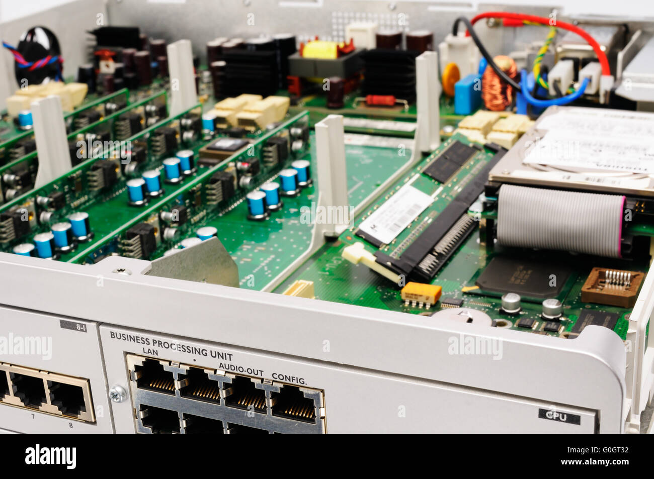 Phone switch system without upper cover close-up background Stock Photo ...