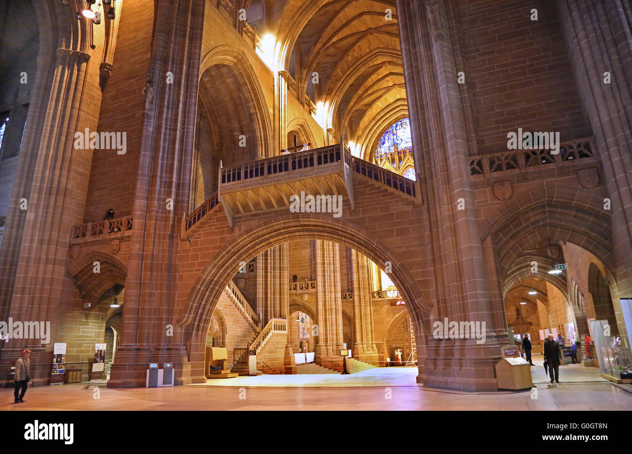 The interior of Liverpool Anglican Cathedral showing the nave bridge ...