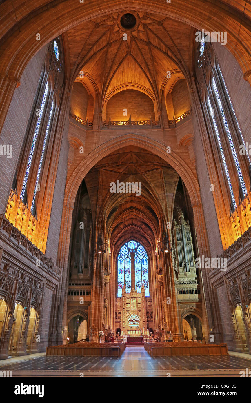 The interior of Liverpool Anglican Cathedral, one of the worlds largest ...
