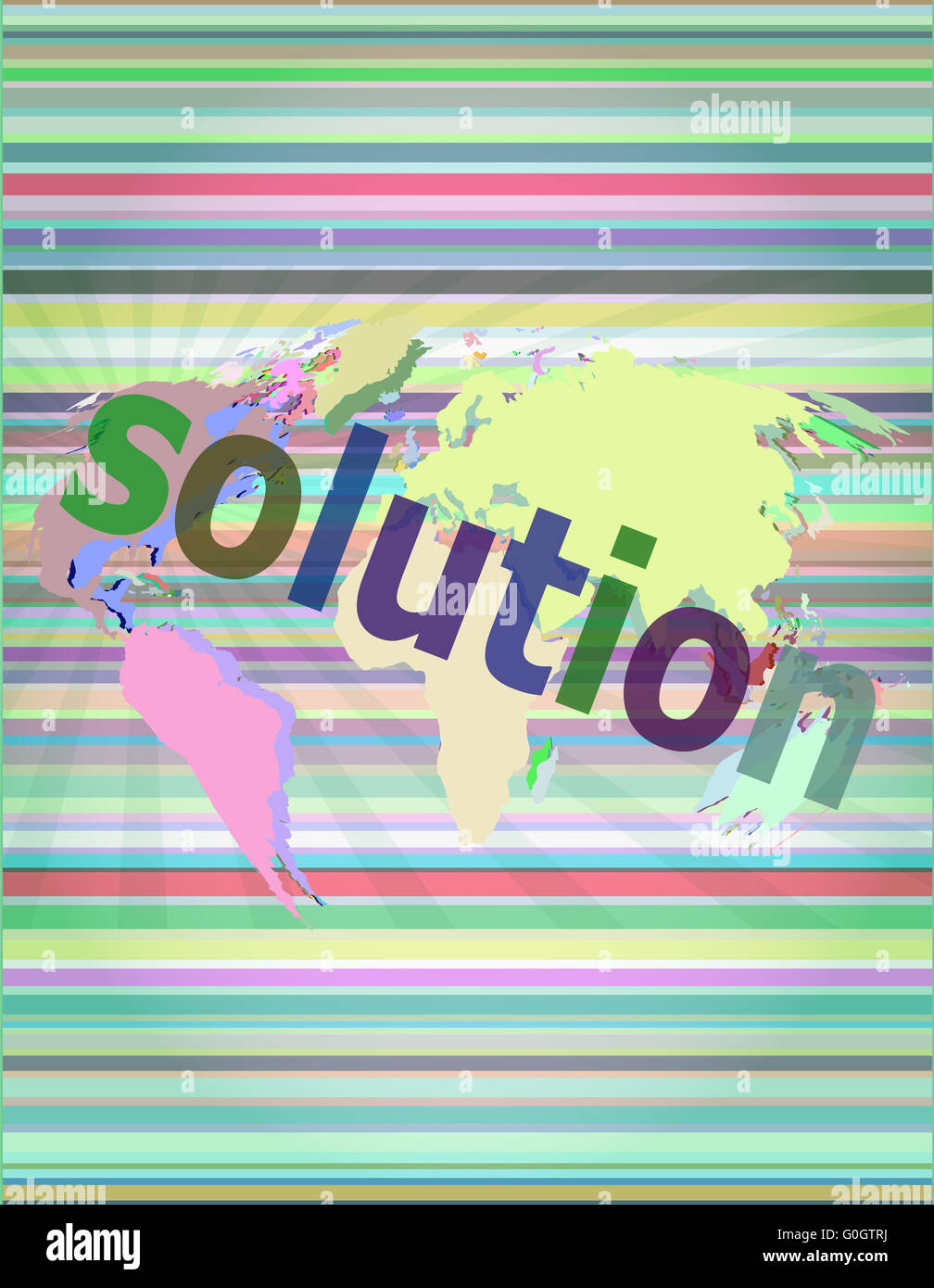 The word solution on digital screen, business concept vector ...
