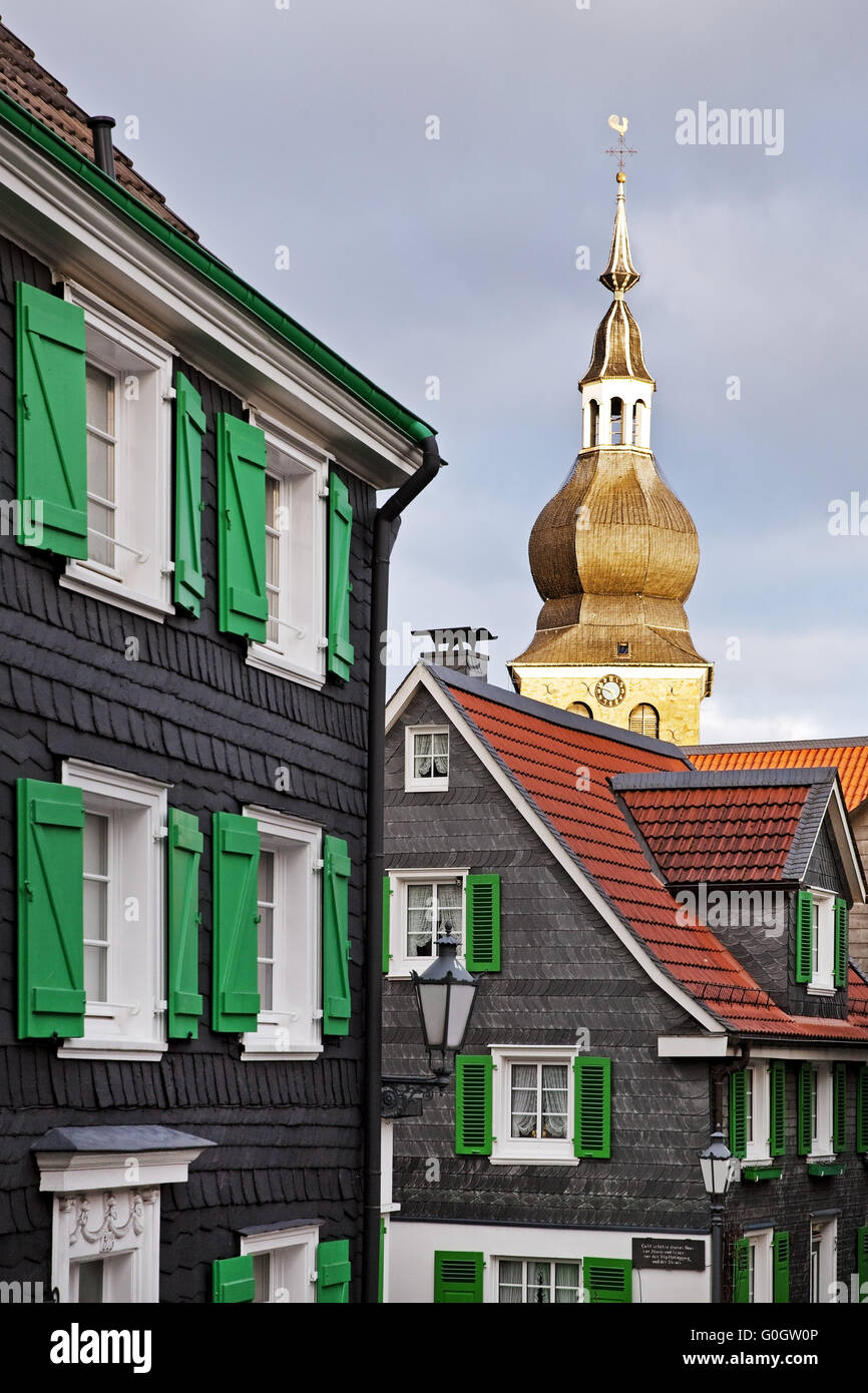 historic old town and Protestant church of Lennep, Remscheid, North ...