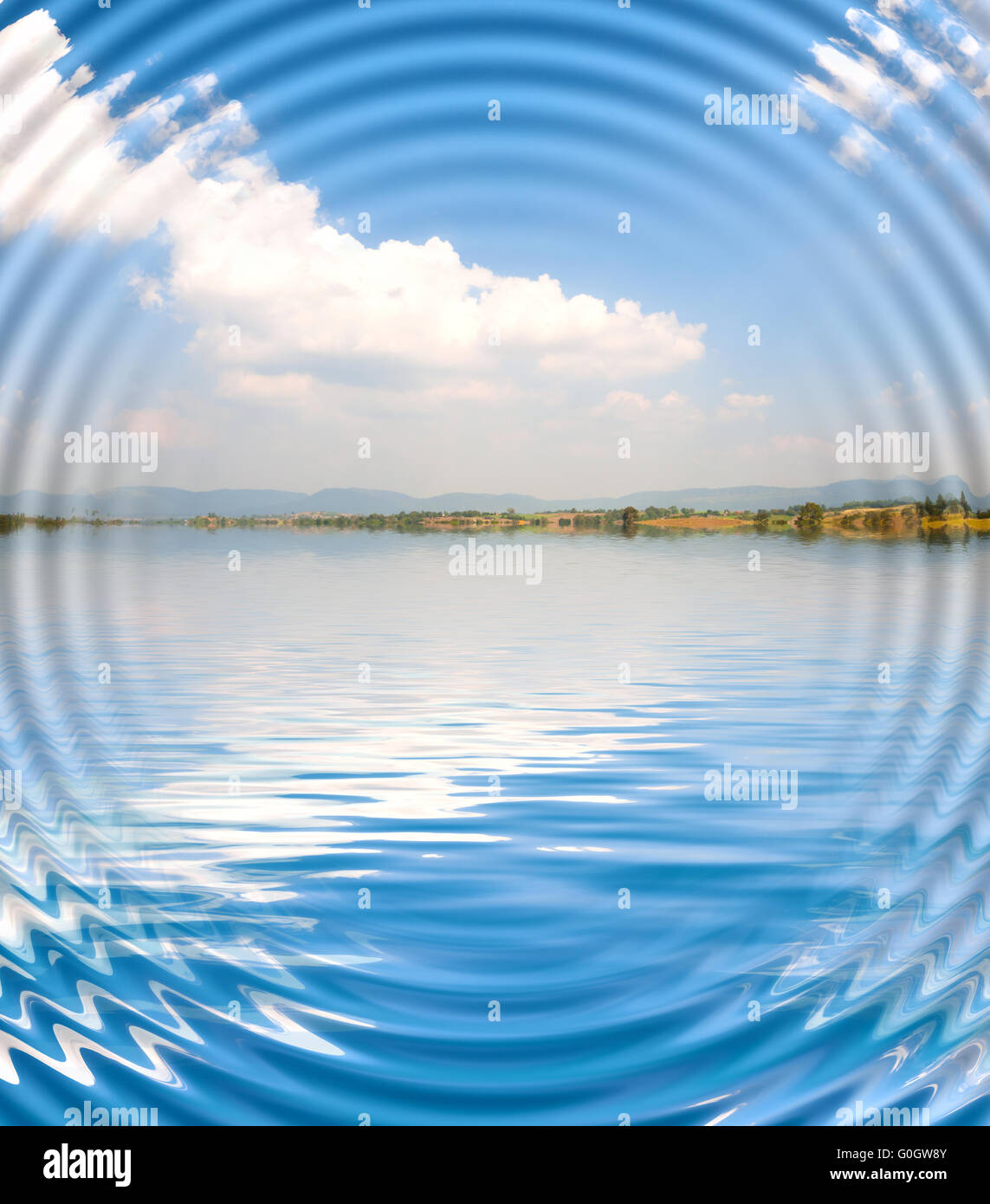 Surface Rippled of water with clouds and sky background Stock Photo - Alamy