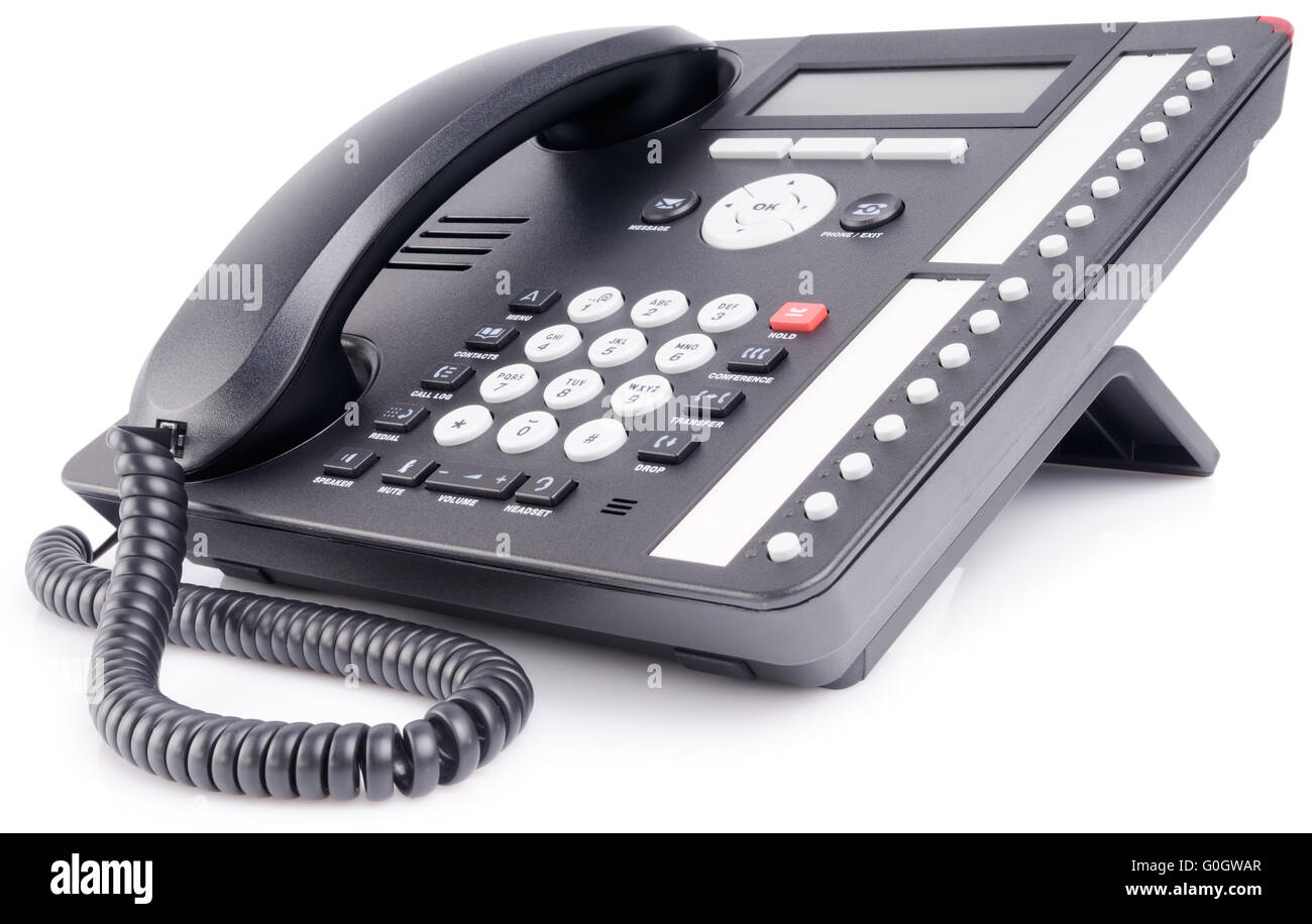 Office IP multi-button telephone set over white background Stock Photo ...