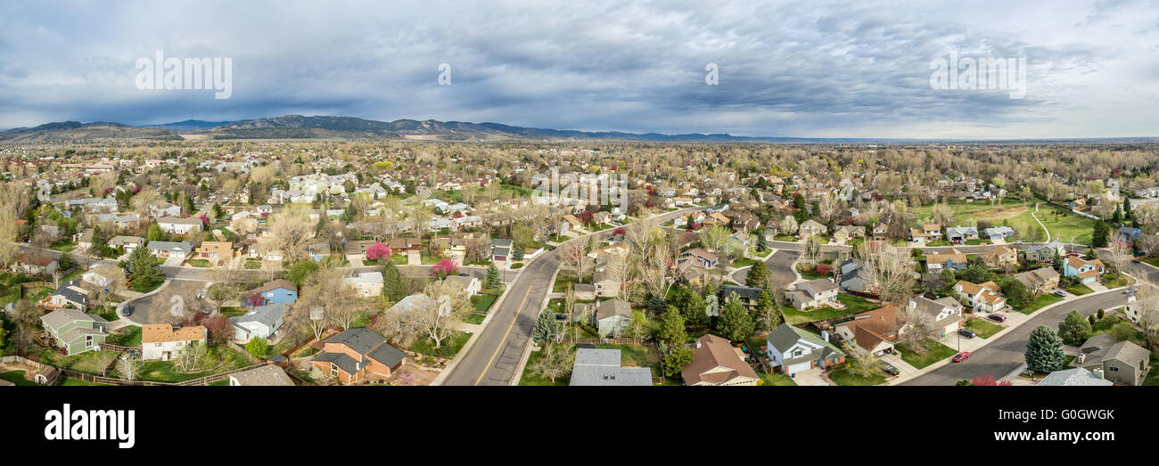 aerial panorama of Fort Collins in northern Colorado - residential ...