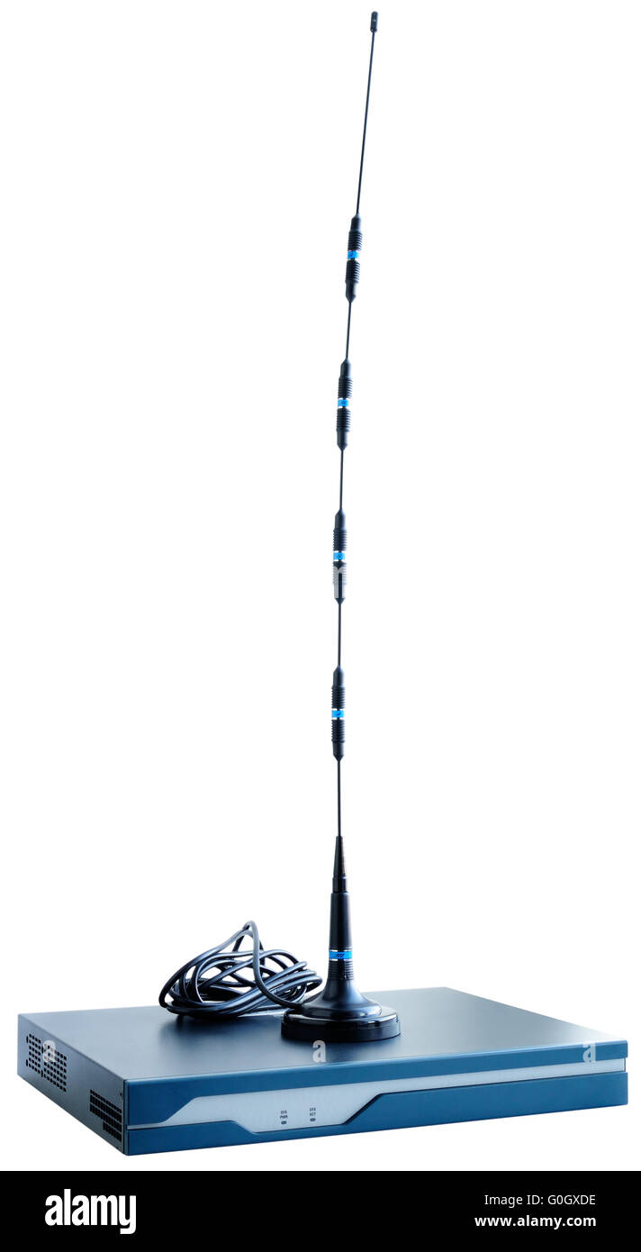 Network ethernet router and antenna isolated on the white Stock Photo ...