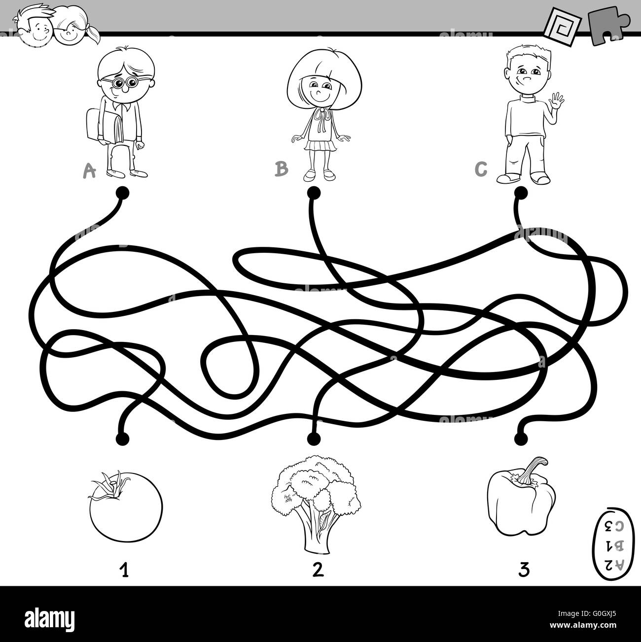 maze puzzle coloring book Stock Photo - Alamy