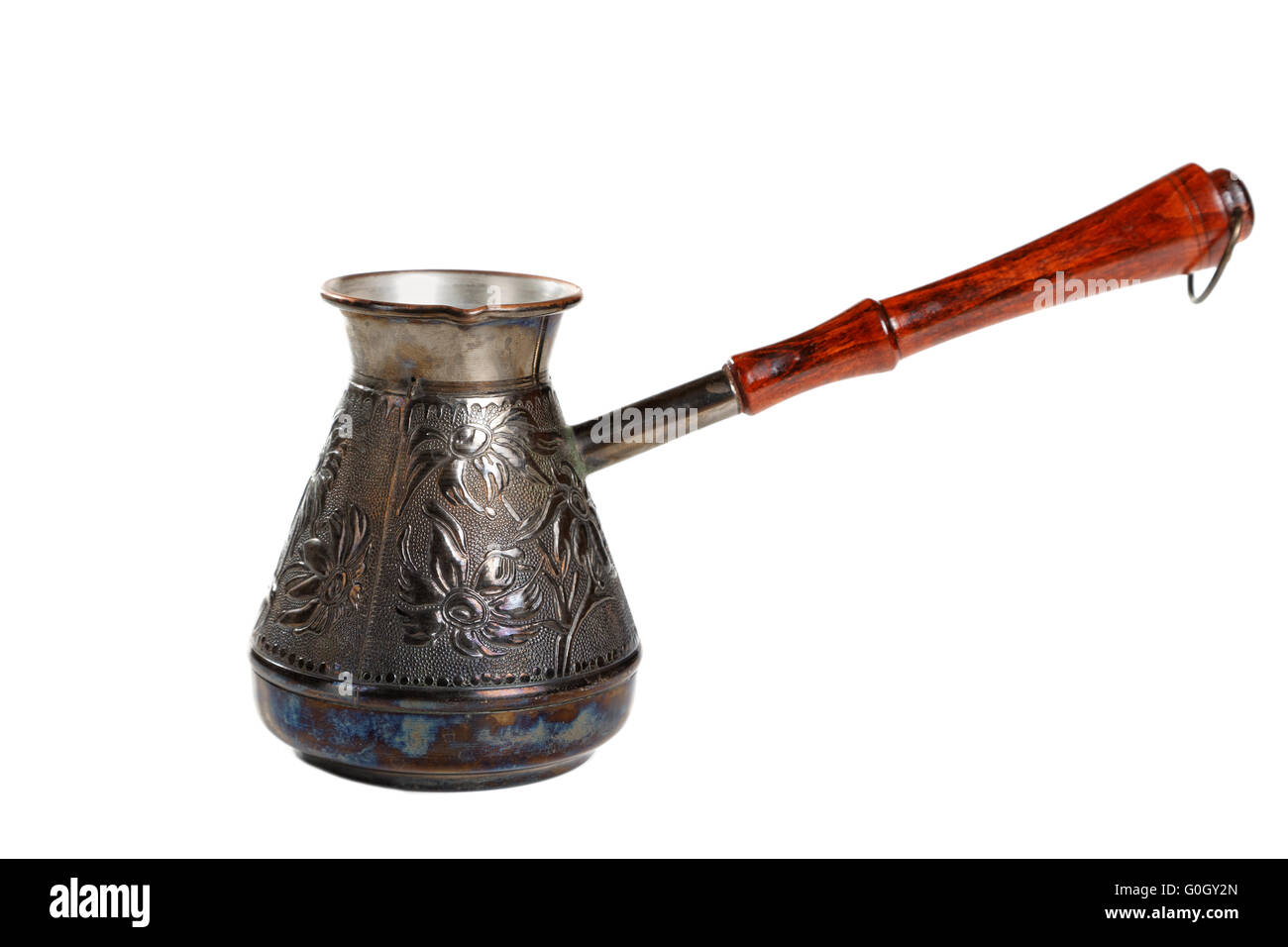 Copper coffee isolated on white background Stock Photo - Alamy