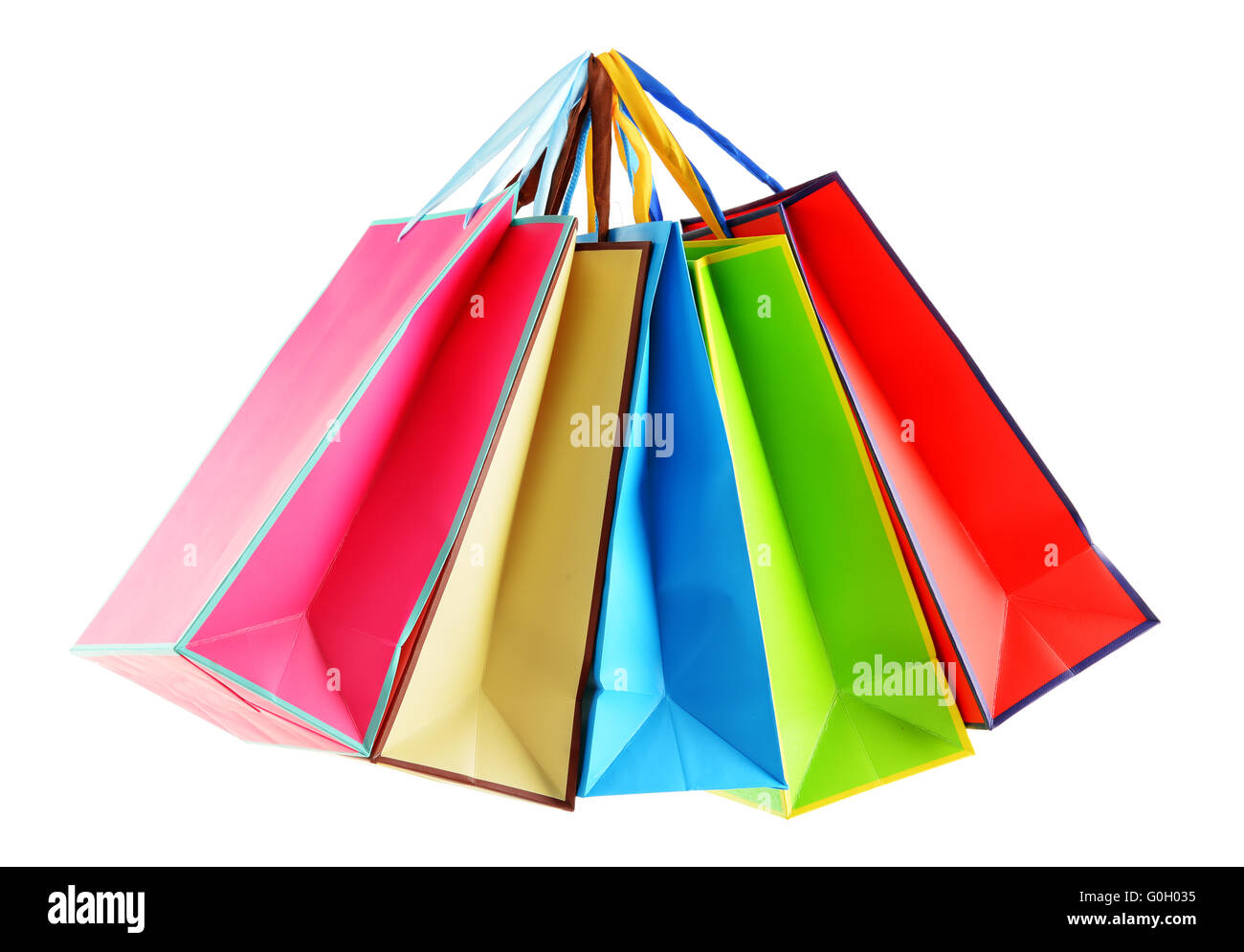 Colorful paper shopping bags isolated on white background Stock Photo ...
