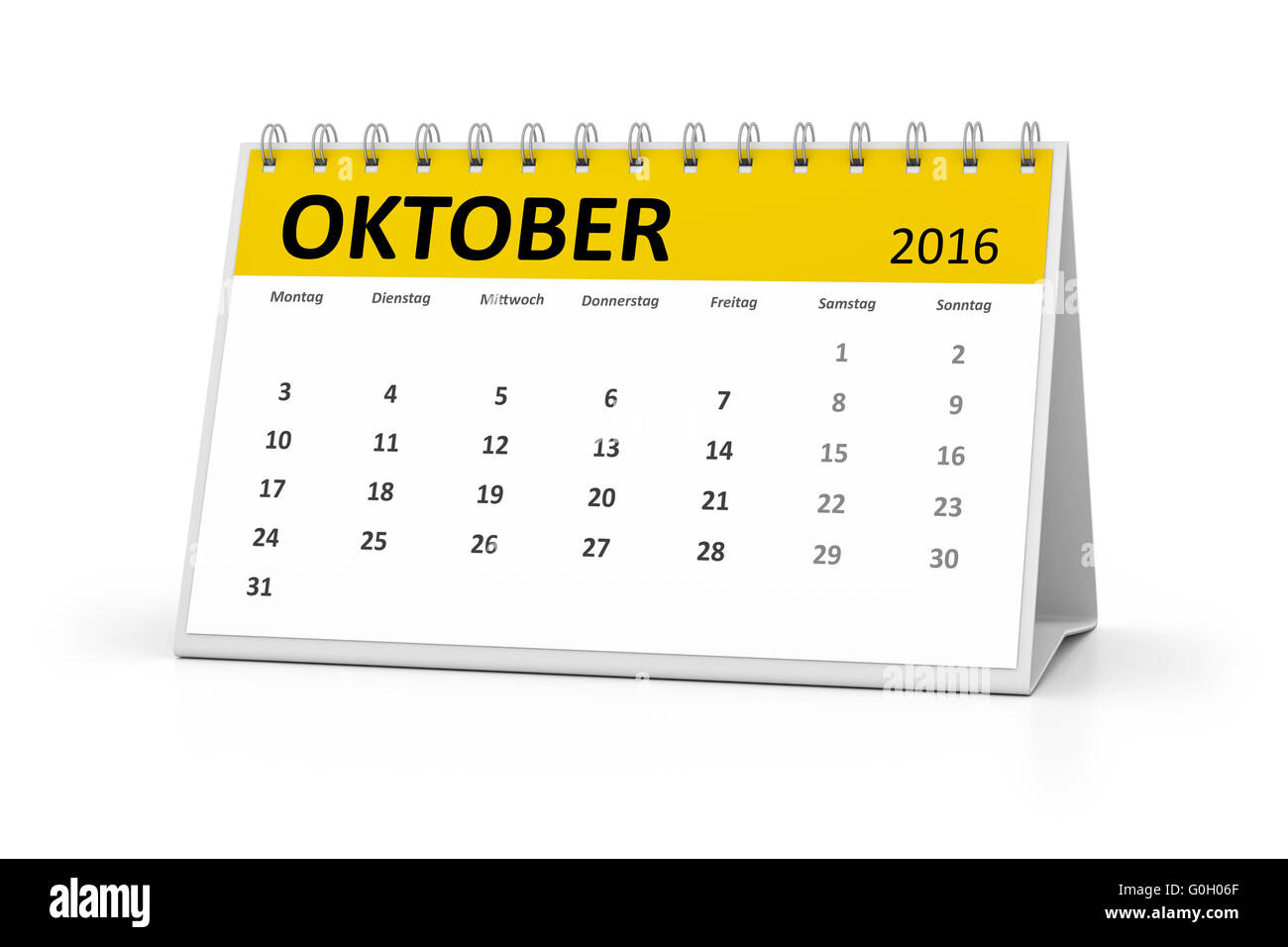 german language table calendar 2016 october Stock Photo - Alamy