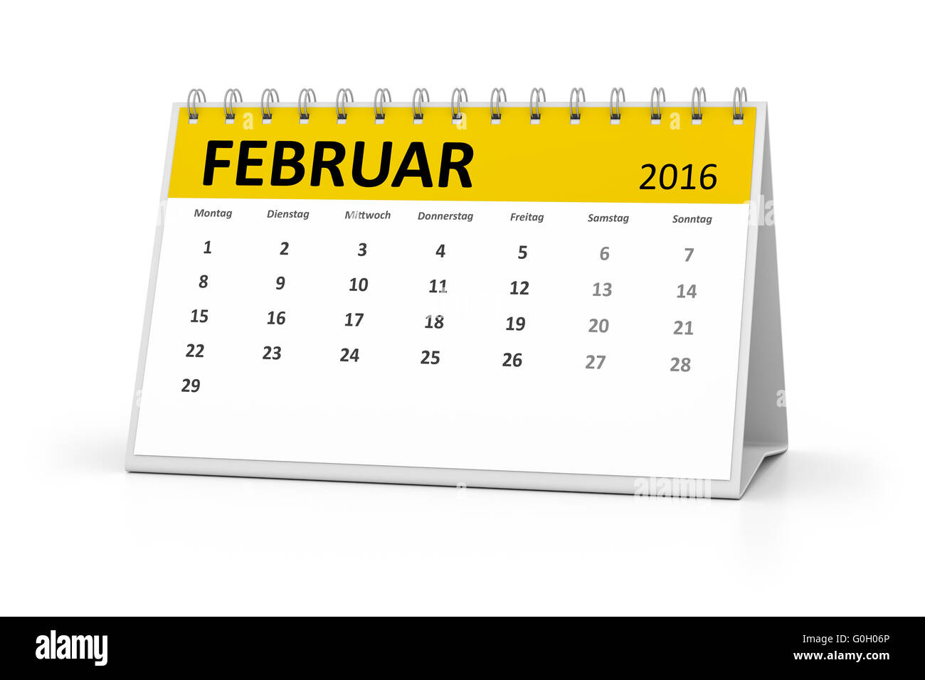 german language table calendar 2016 february Stock Photo - Alamy