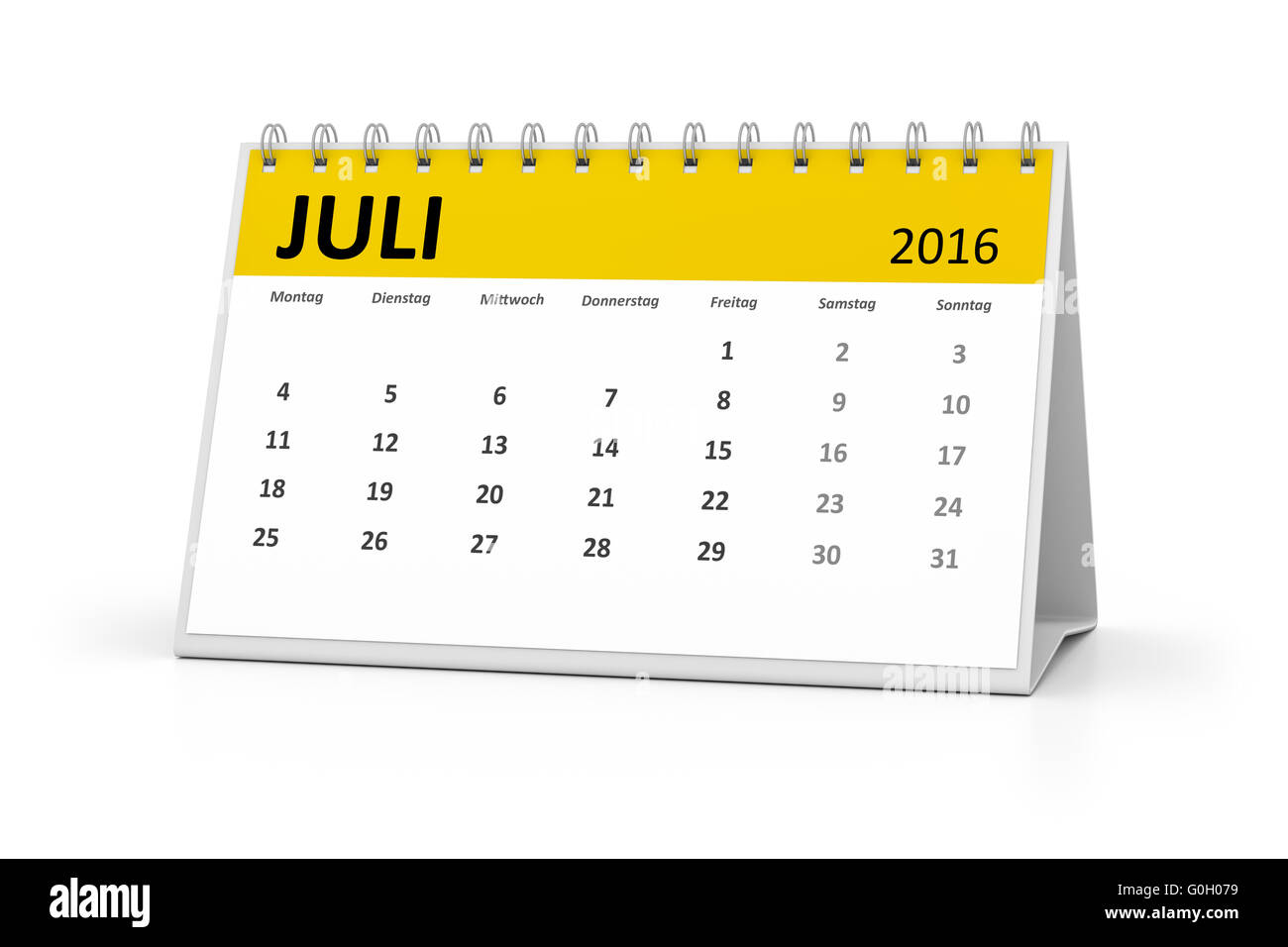 german language table calendar 2016 july Stock Photo - Alamy