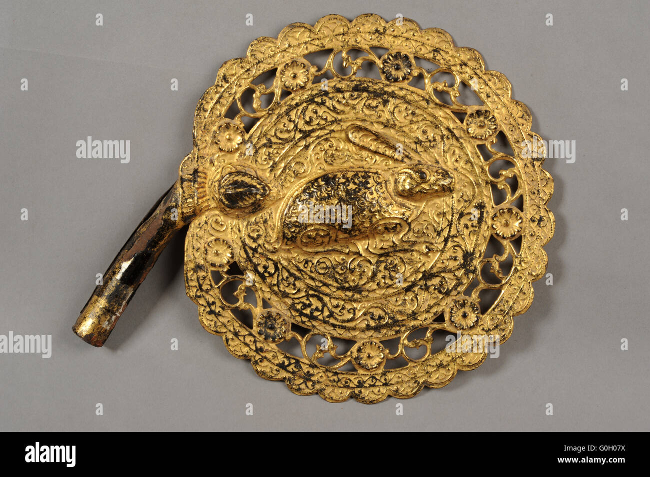 Old burmese wooden hand fan Stock Photo - Alamy