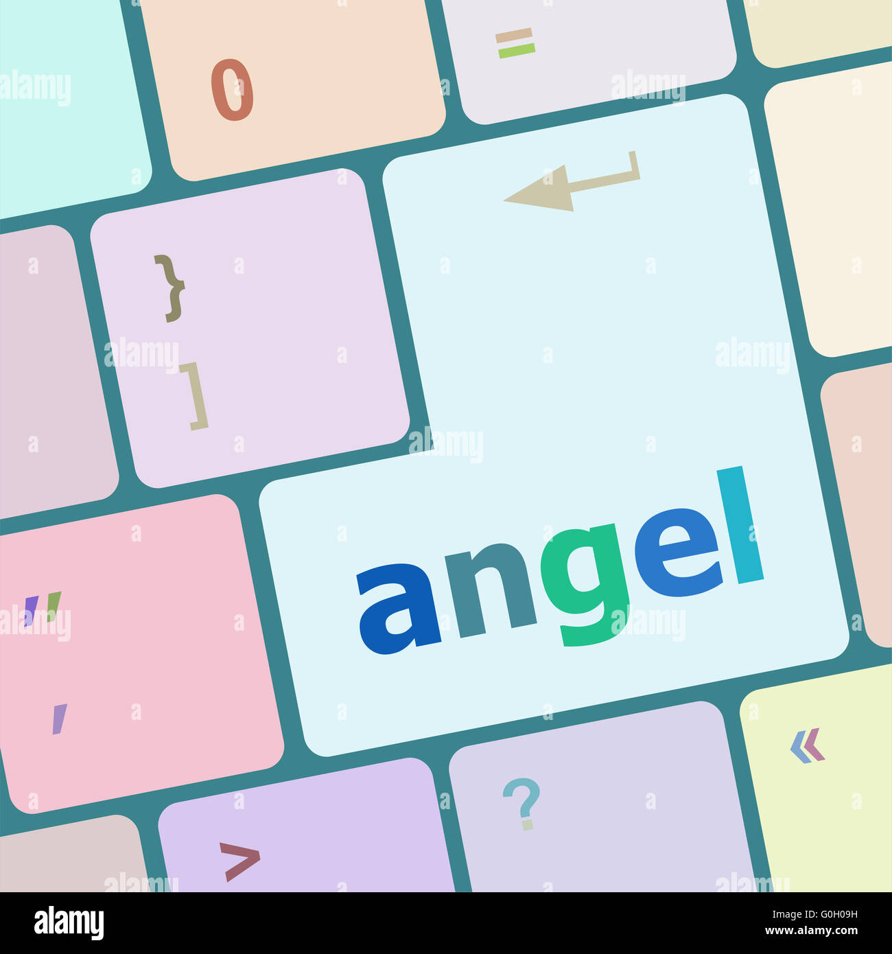 Keyboard with white Enter button, angel word on it vector illustration ...