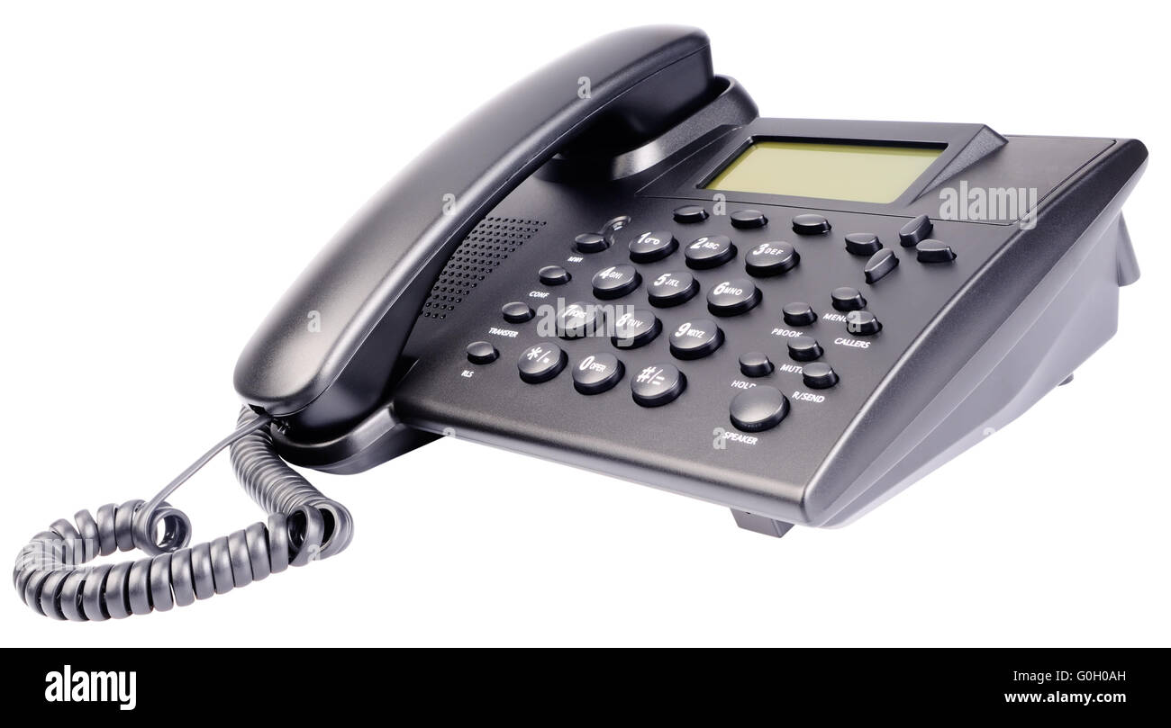 Telephone set with LCD isolated on the white background Stock Photo - Alamy