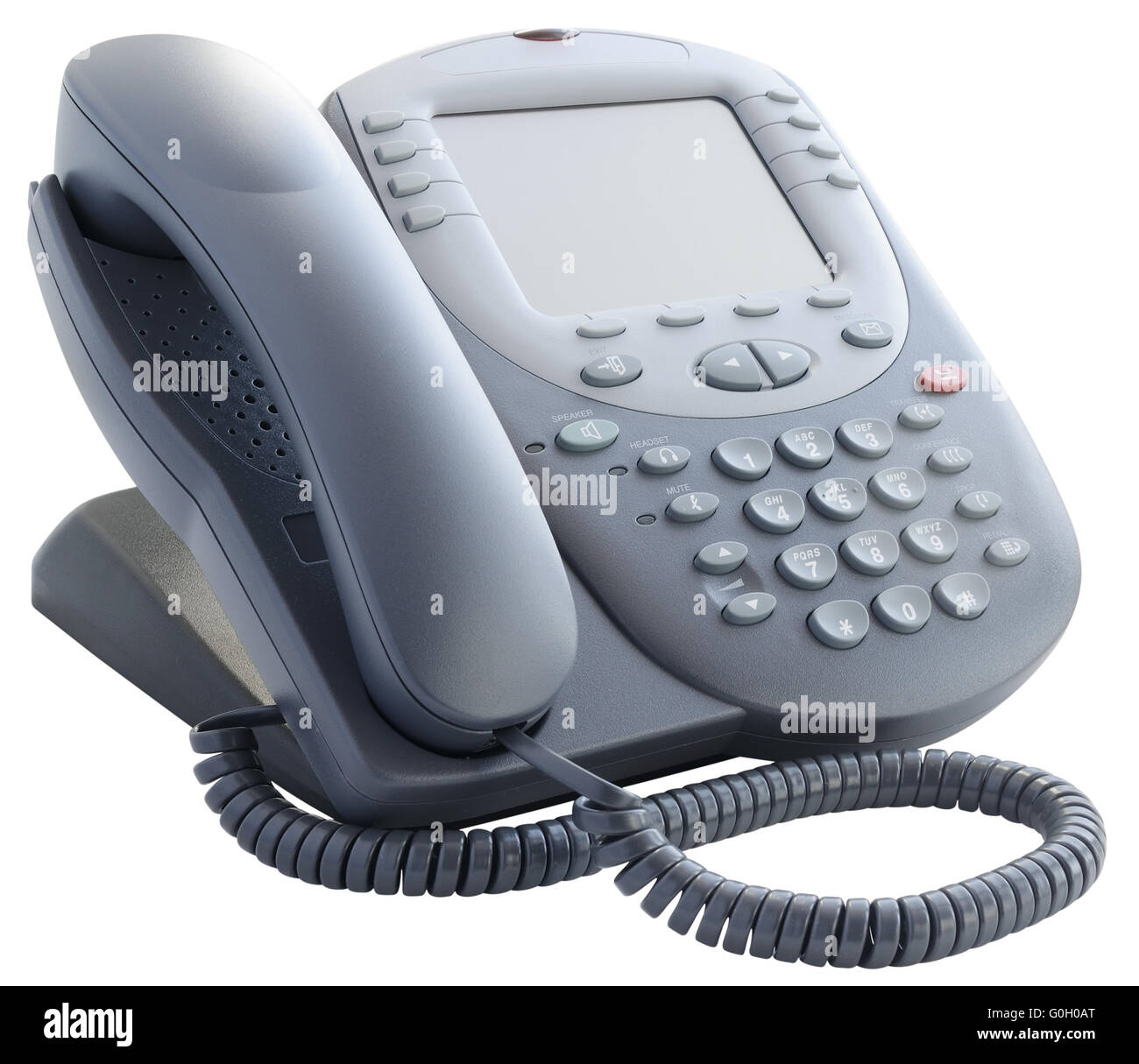 Office IP telephone set with LCD isolated on the white background Stock ...