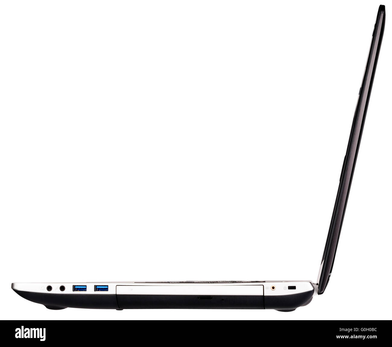 Open laptop's left view isolated on the white Stock Photo - Alamy