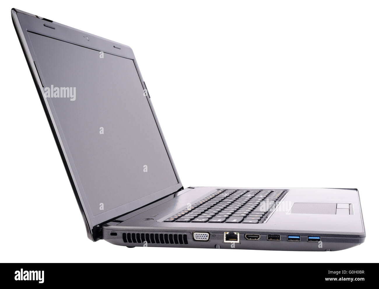 Open laptop (notebook) isolated on the white background Stock Photo - Alamy