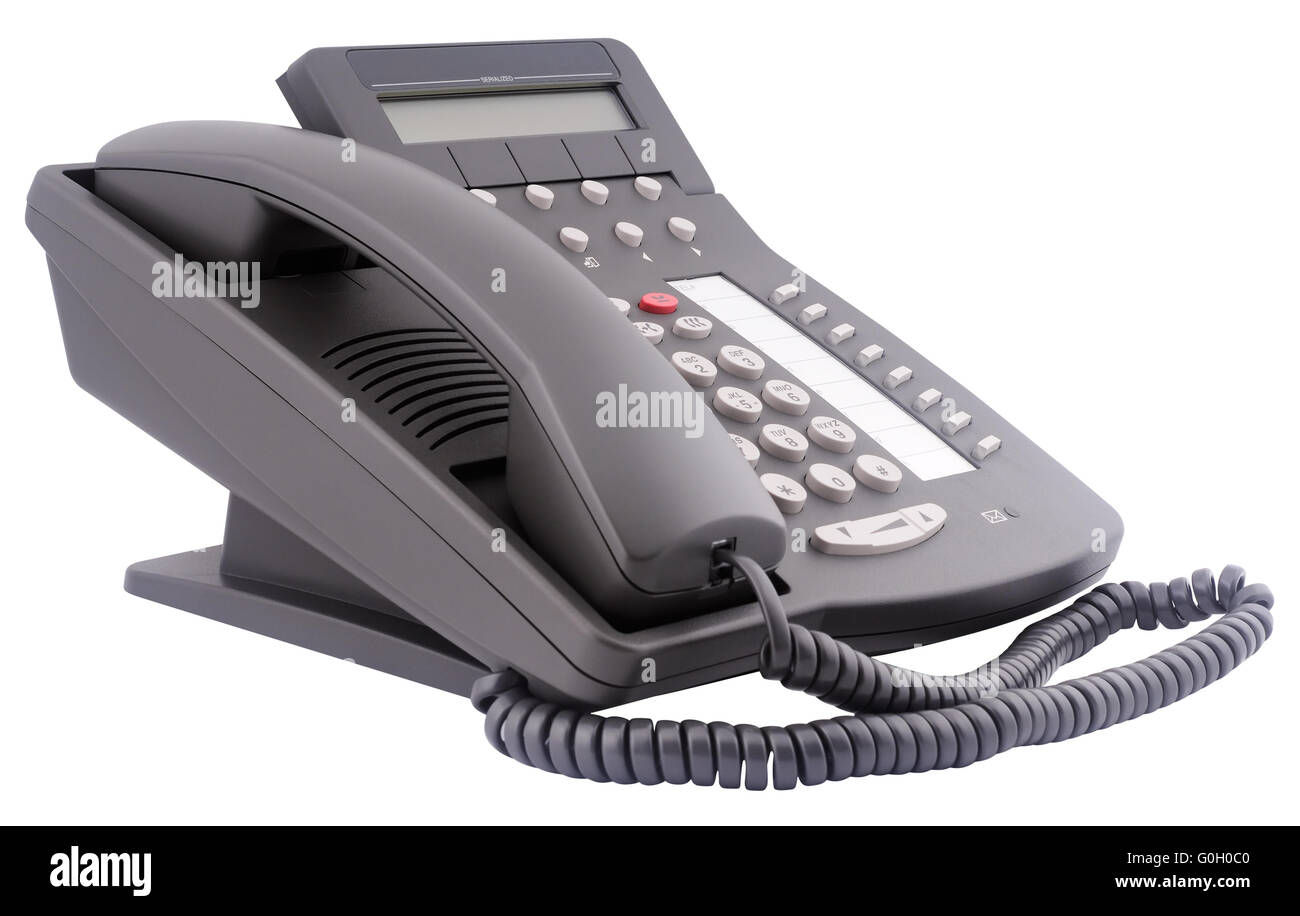 Office digital telephone set with LCD isolated on the white background ...
