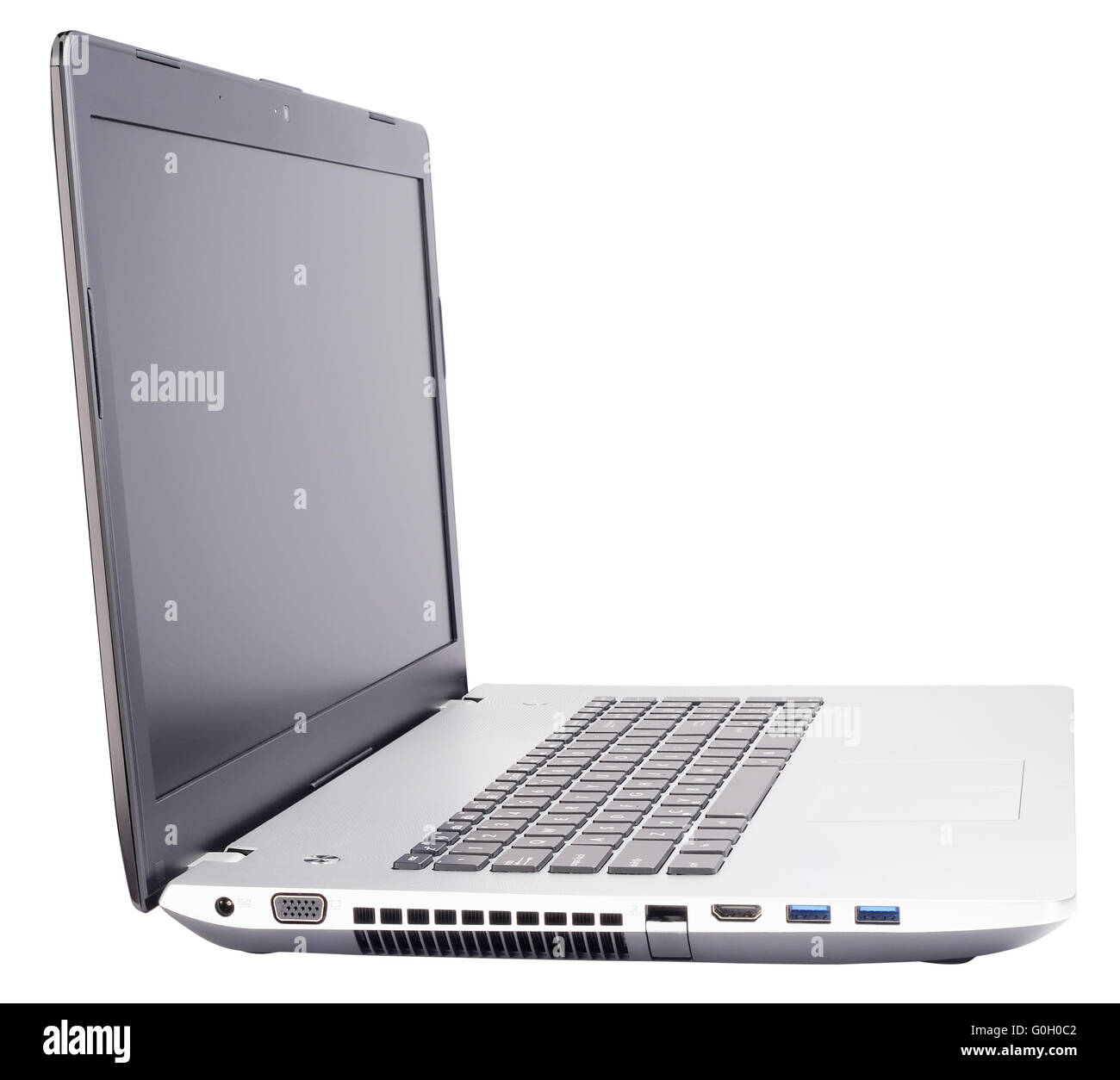 Open laptop (notebook) isolated on the white background Stock Photo - Alamy