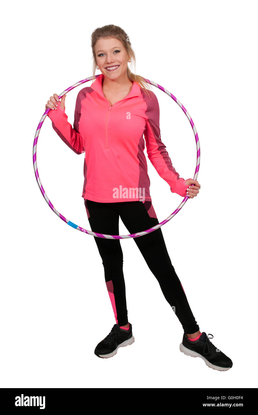 Woman with Hula Hoop Stock Photo - Alamy