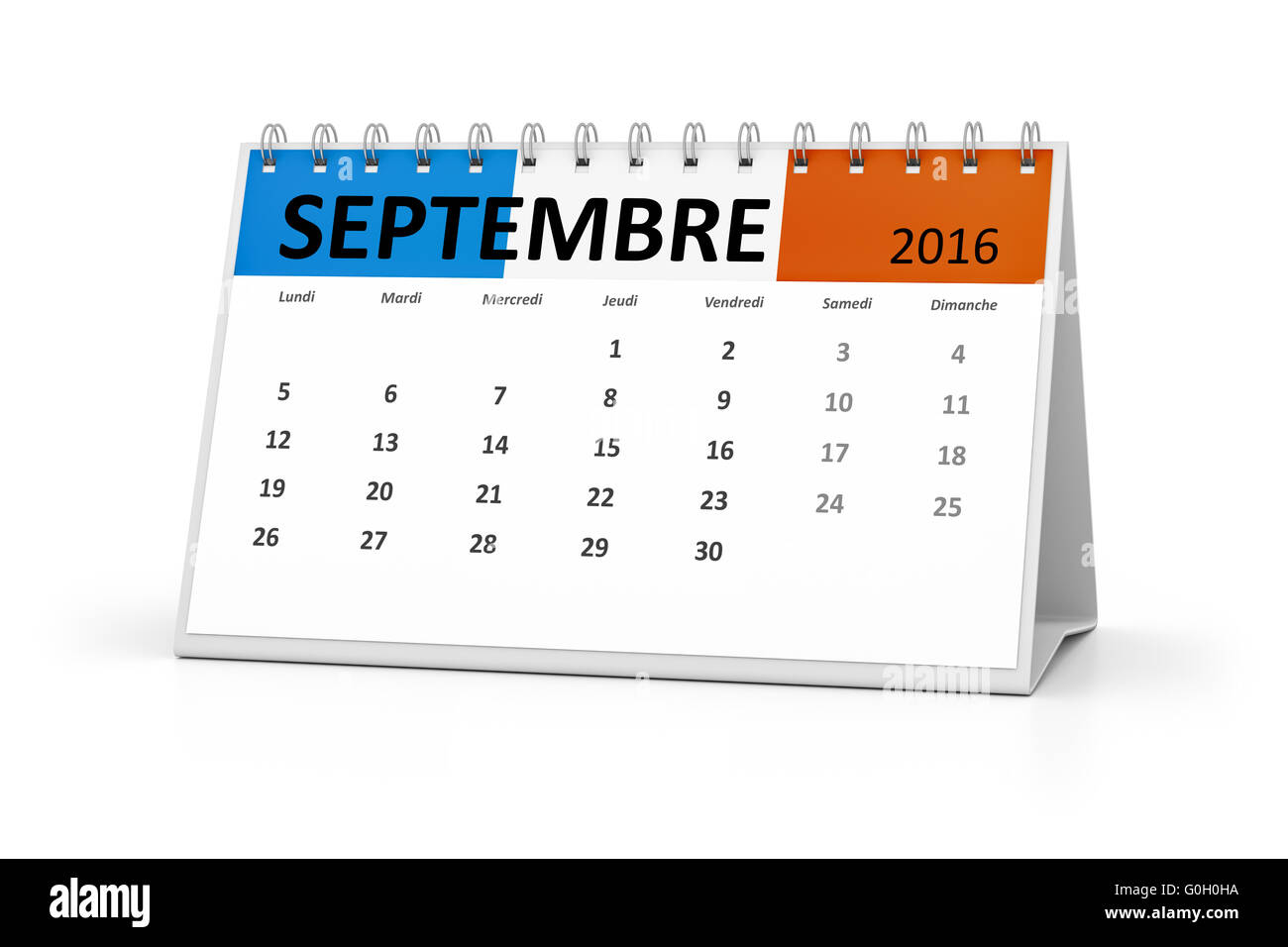french language table calendar 2016 september Stock Photo - Alamy