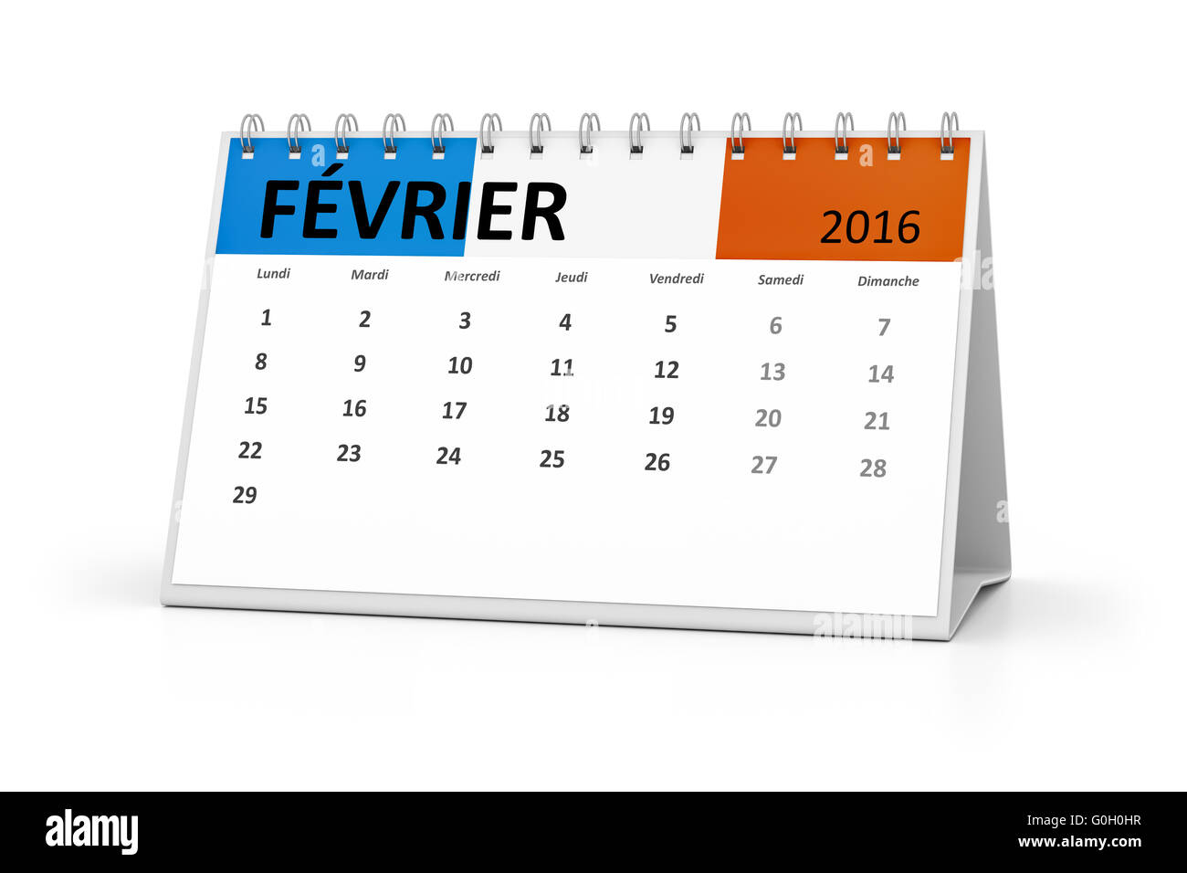 french language table calendar 2016 february Stock Photo - Alamy