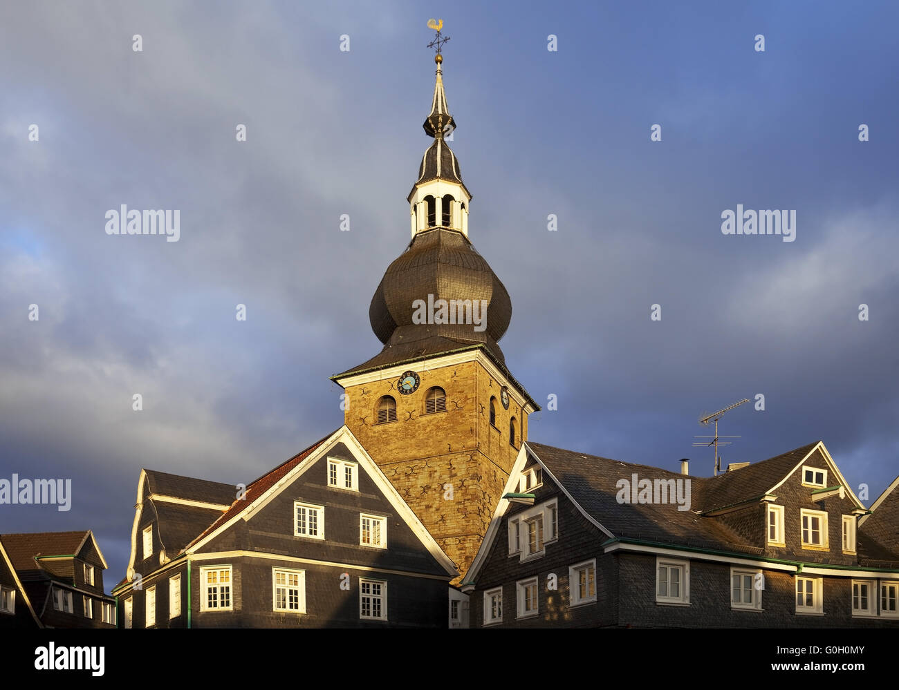 historic old town and Protestant church of Lennep, Remscheid, North ...