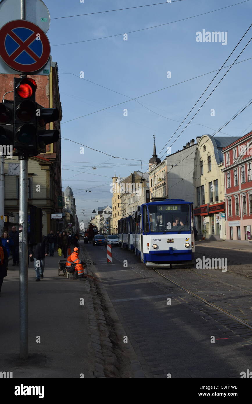 Riga tram in city surrounds: track layout, stops arrangement and famous ...