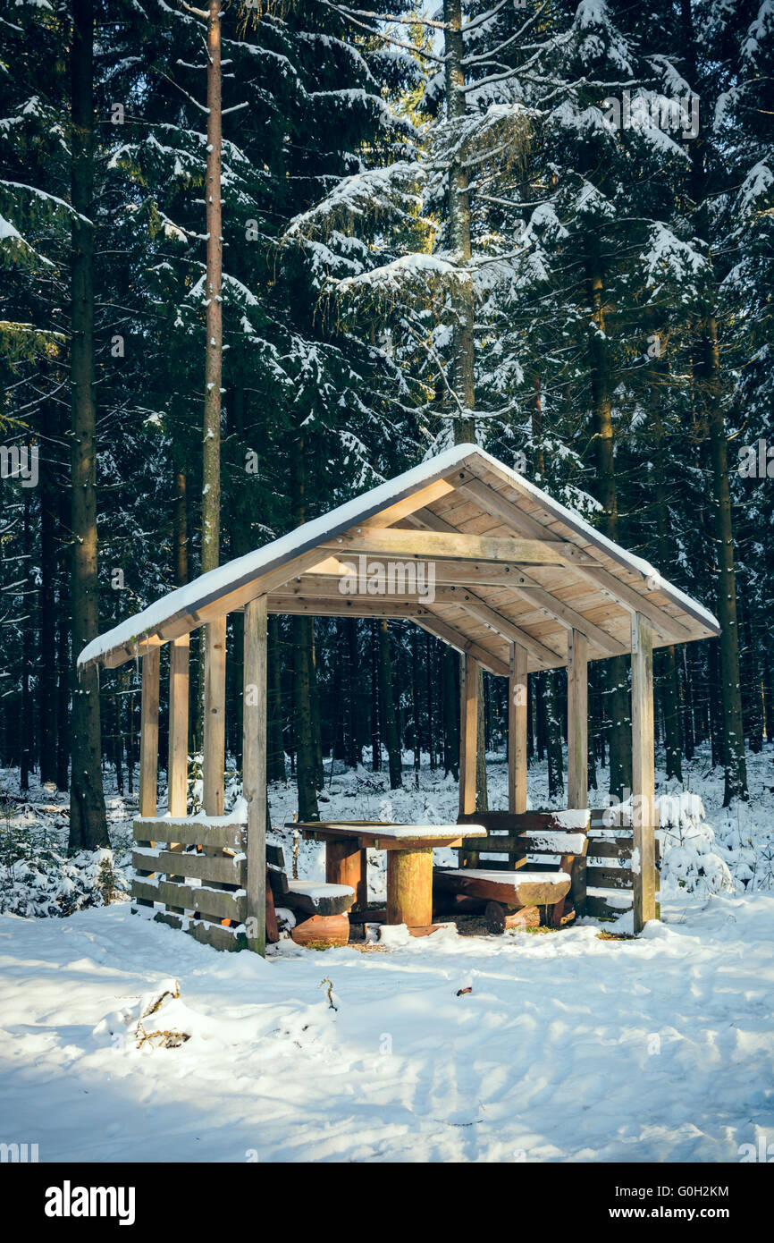 rest area in the forest Stock Photo - Alamy