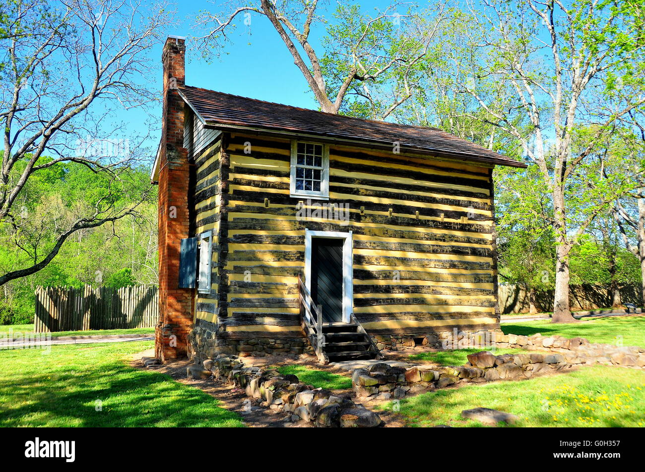 Bethabara, North Carolina: 18th century fachwerk cabin at the Bethabara ...