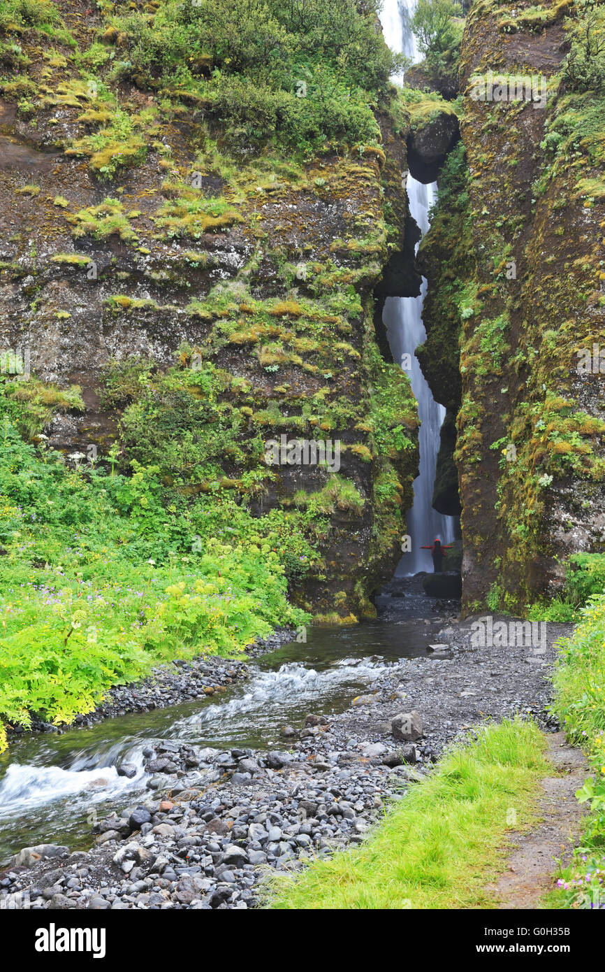 The waterfall inside a cave Stock Photo - Alamy