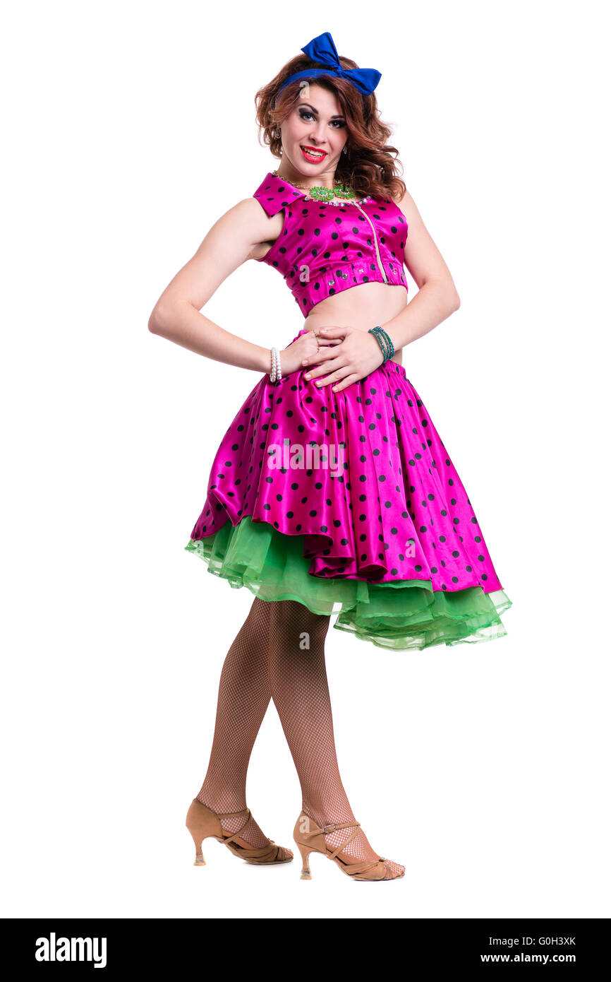 Disco dancer showing some movements against isolated white Stock Photo ...