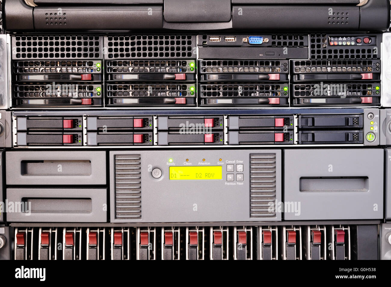 Rack mounted disk array and server front view Stock Photo - Alamy