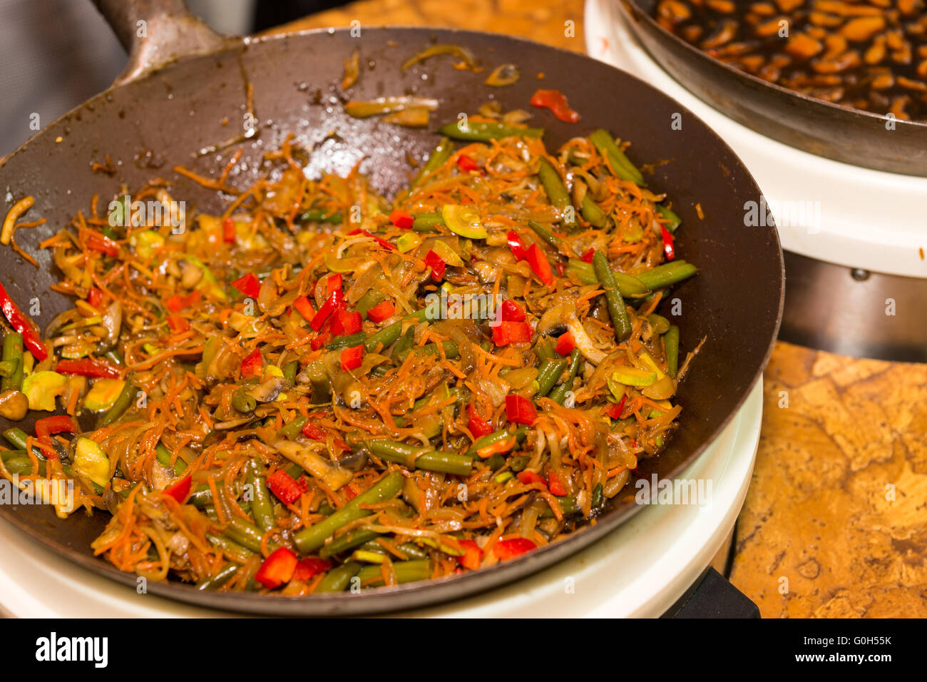 High Angle Close Up of Vegetarian Stir Fry with Variety of Veggies and ...