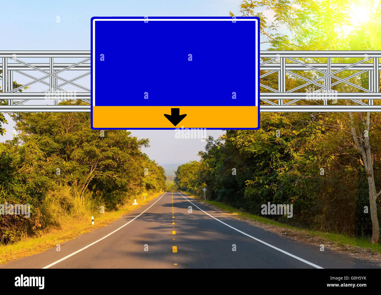 Road Sign concept Country Road and landscape Stock Photo - Alamy