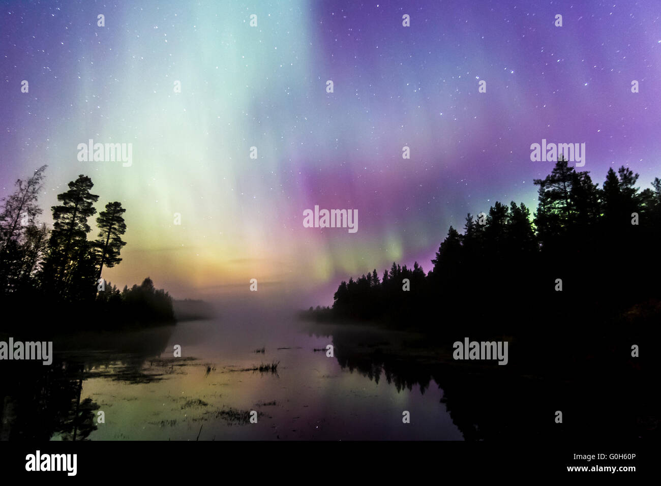 Aurora borealis over Finland Stock Photo - Alamy