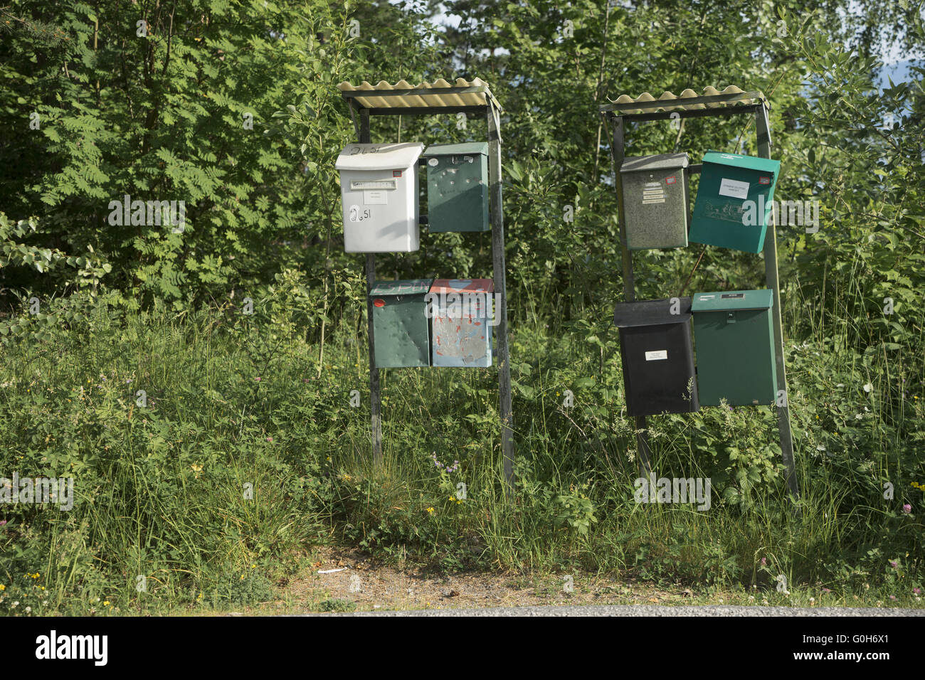 Post Boxes in Countryside in Norway Stock Photo - Alamy