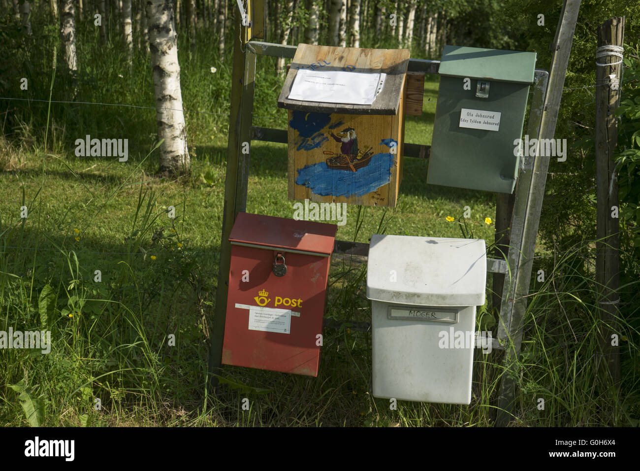 Post Boxes in Countryside in Norway Stock Photo - Alamy