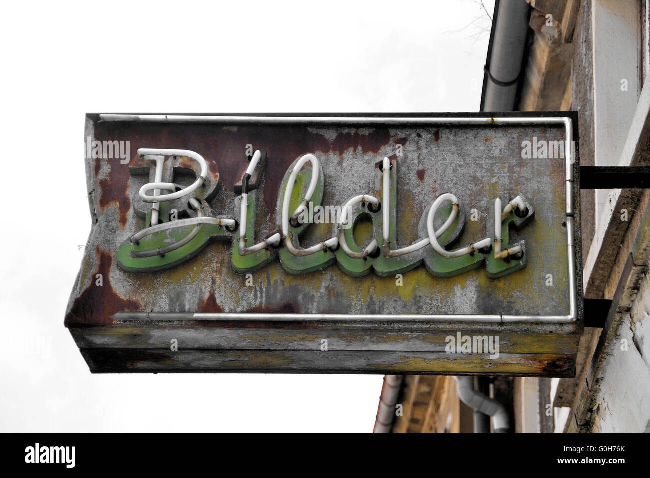old dilapidated neon sign with the word images in the old town of ...