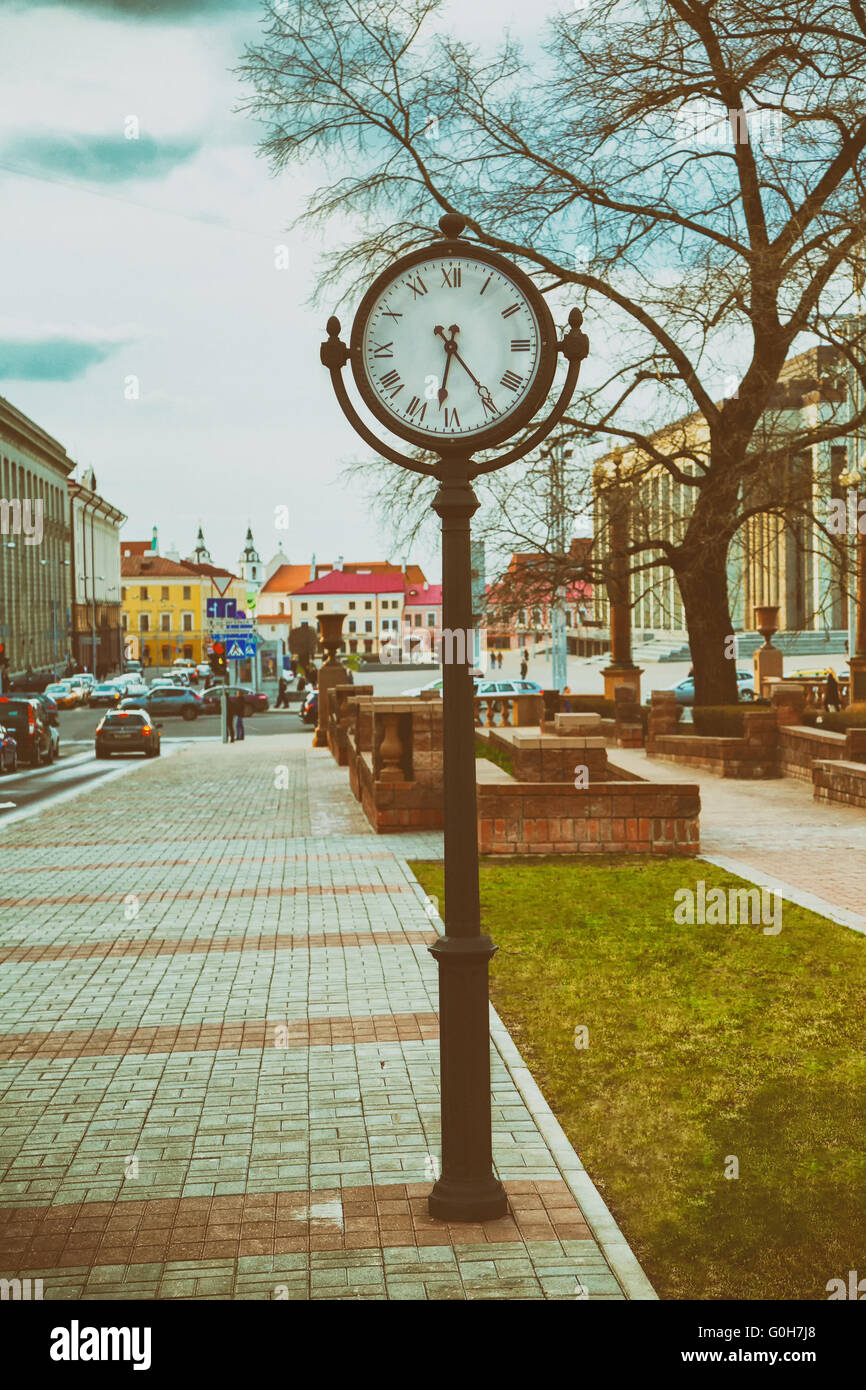 street clock, retro style, vintage Stock Photo - Alamy