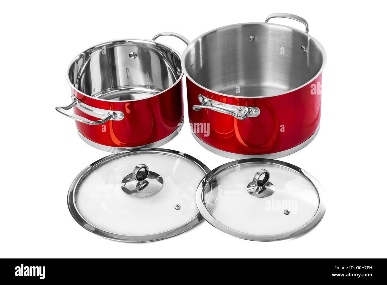Red steel pans Stock Photo - Alamy