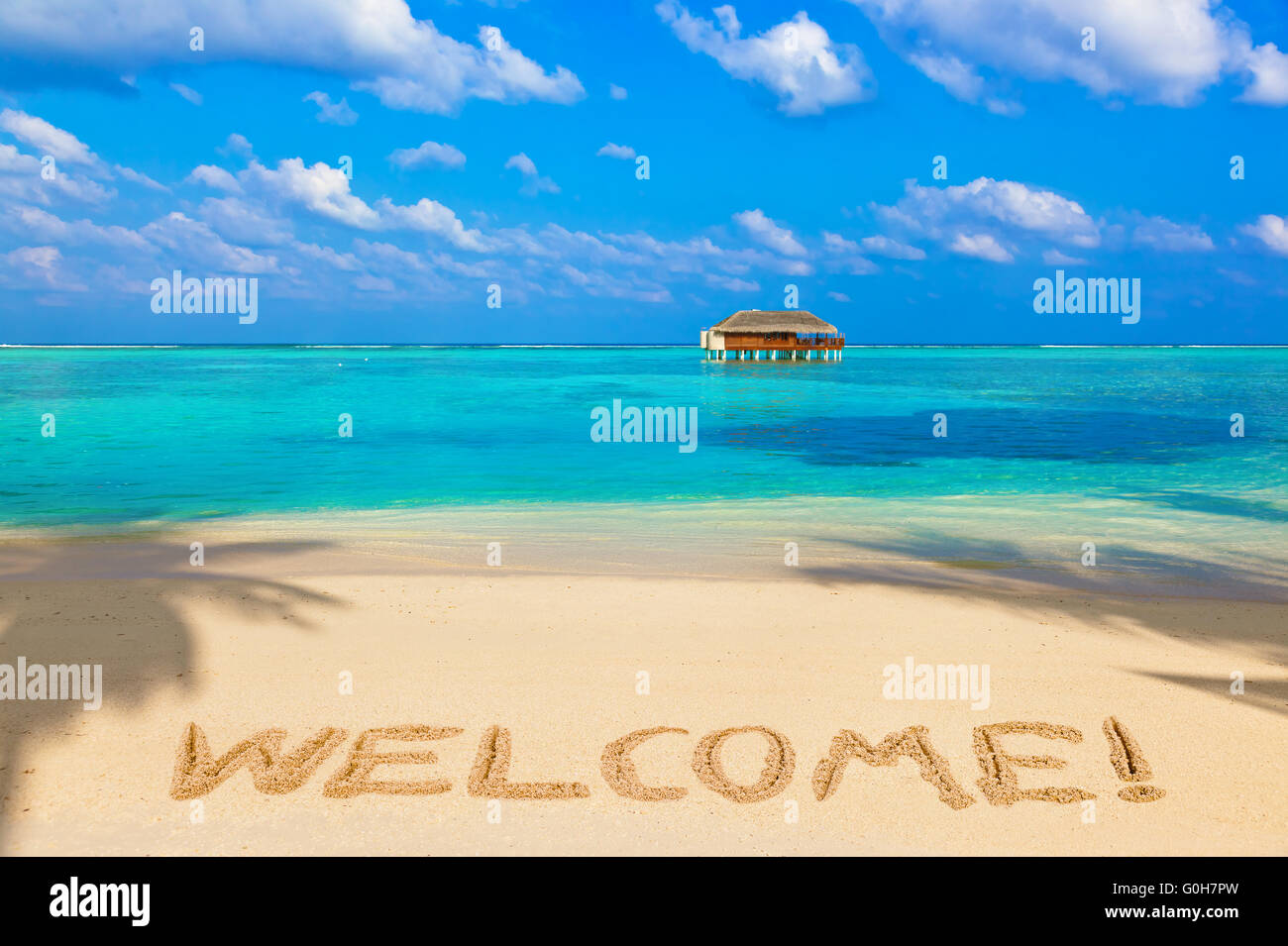 Word Welcome on beach Stock Photo - Alamy