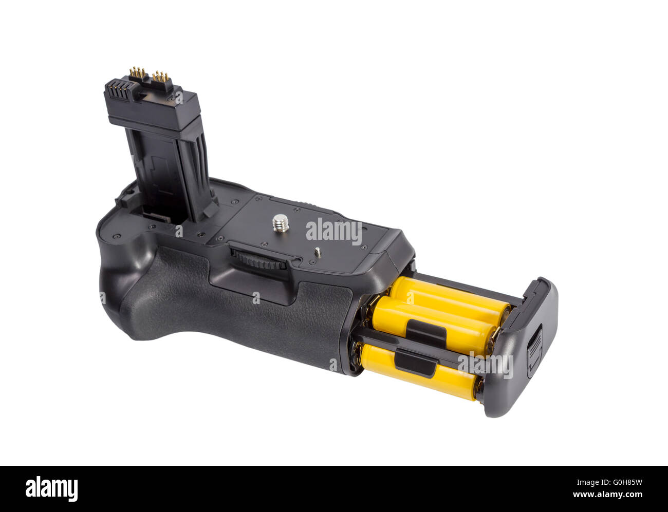 Battery grip for modern DSLR camera isolated on white background Stock ...
