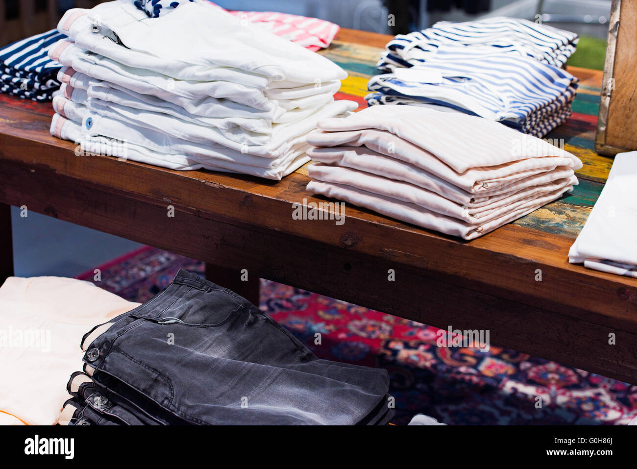 Clothing decorated in a Store Stock Photo - Alamy