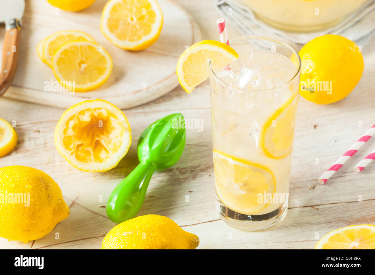 Organic Homemade Fresh Squeeze Lemonade for a Hot Summer Day Stock ...