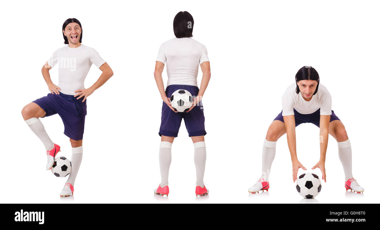 Young male football player isolated on white Stock Photo - Alamy