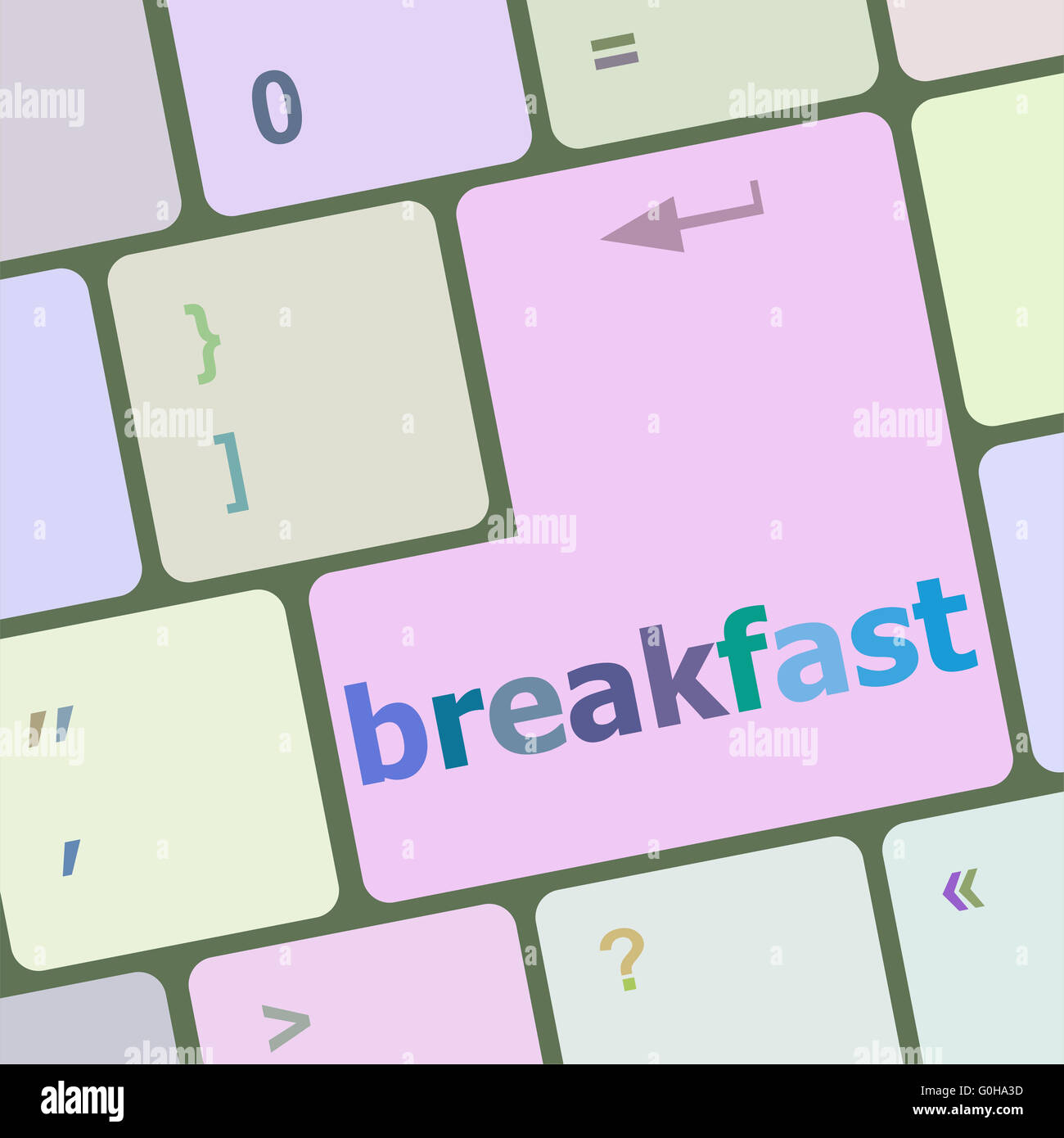 breakfast word on keyboard key vector illustration Stock Photo - Alamy