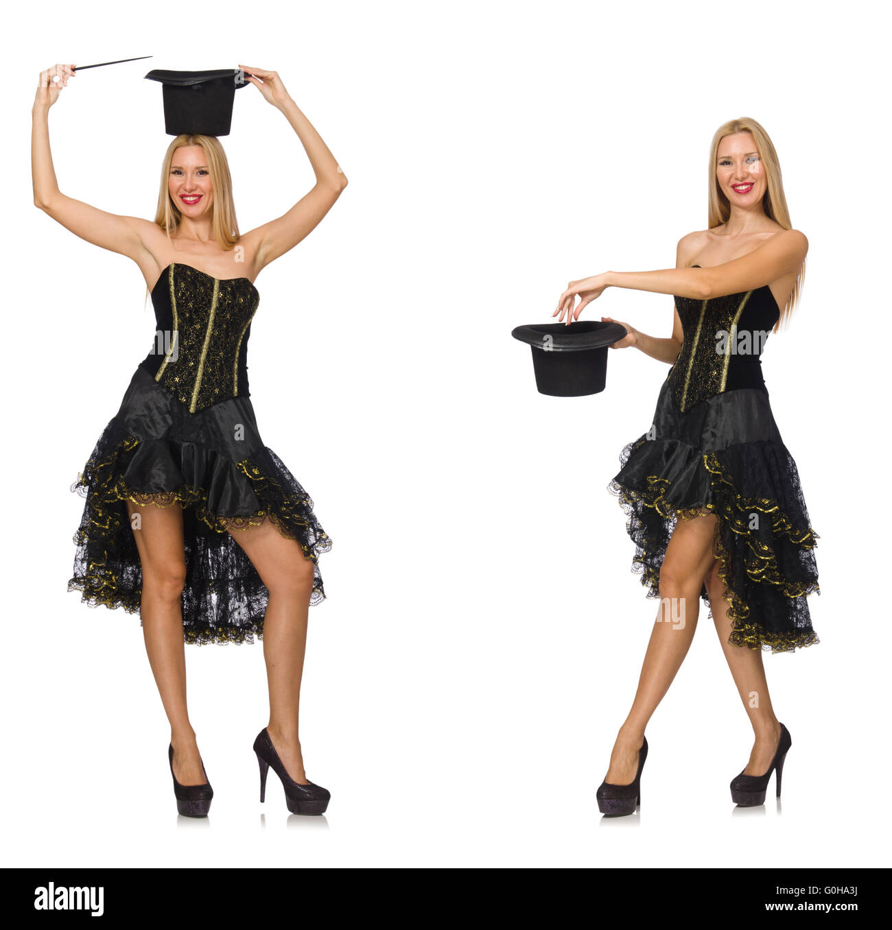 Composite photo of woman doing tricks Stock Photo - Alamy