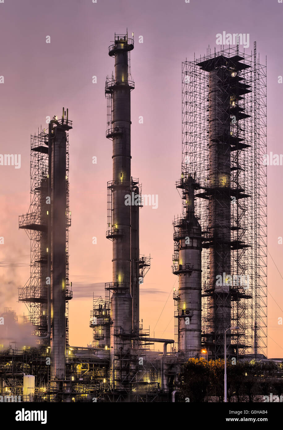 Industrial refinery, early morning Stock Photo - Alamy