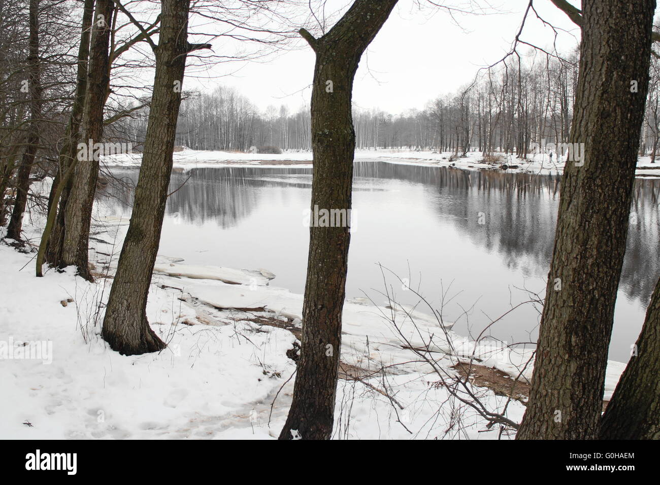 River in a winter landscape Stock Photo - Alamy